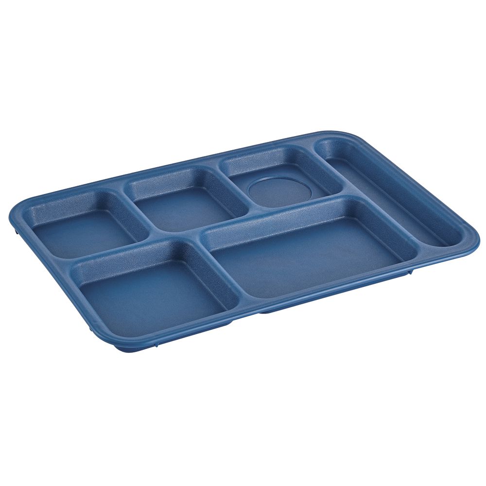 HUBERT Navy Blue Six-Compartment Cafeteria Tray, 10"x14"
