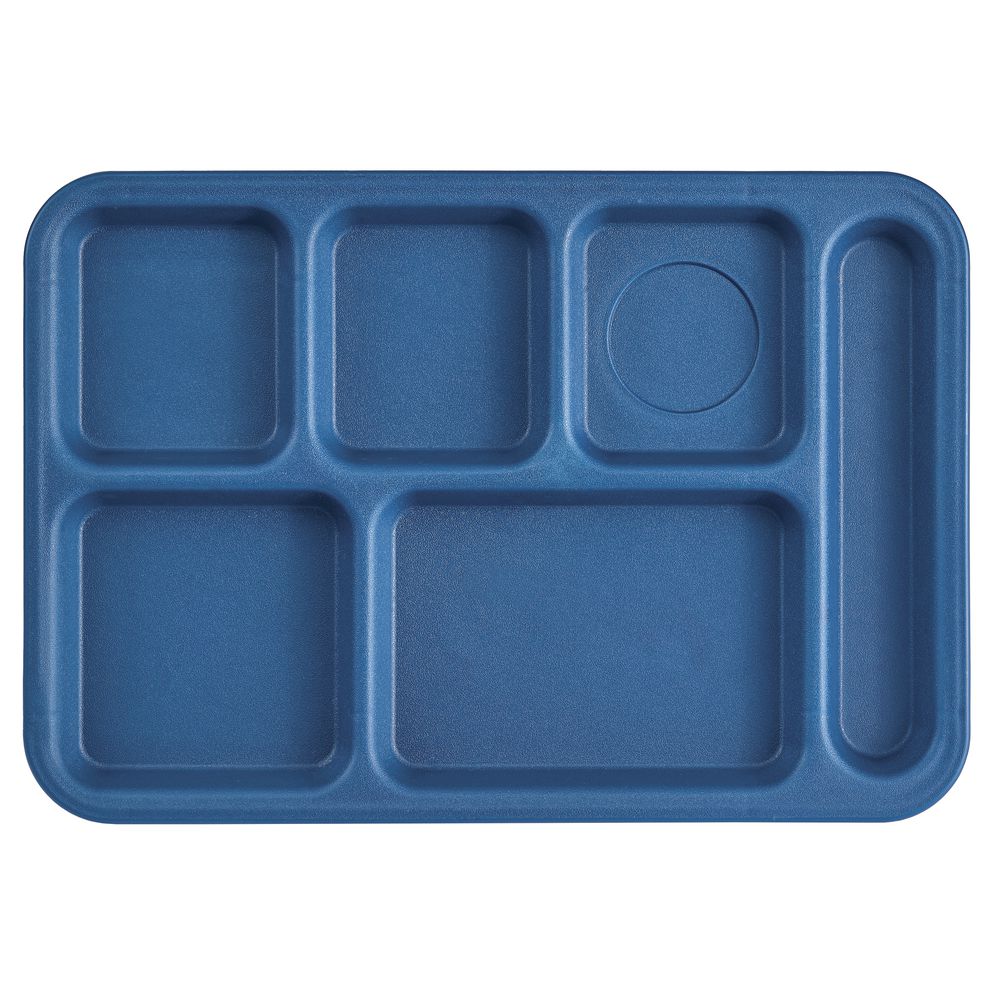 HUBERT Navy Blue Six-Compartment Cafeteria Tray, 10"x14"