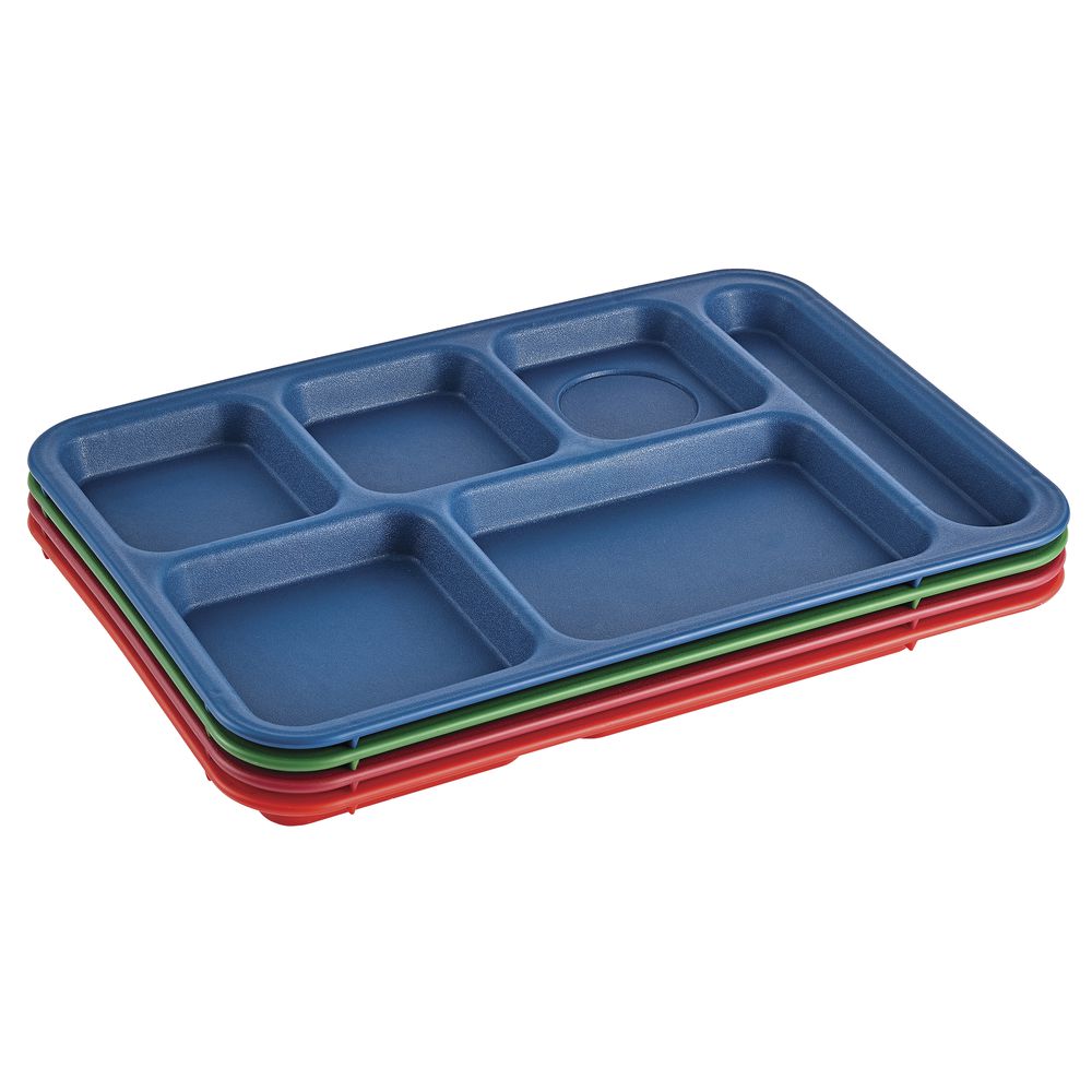 HUBERT Navy Blue Six-Compartment Cafeteria Tray, 10"x14"