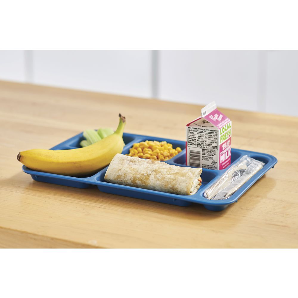 HUBERT Navy Blue Six-Compartment Cafeteria Tray, 10"x14"