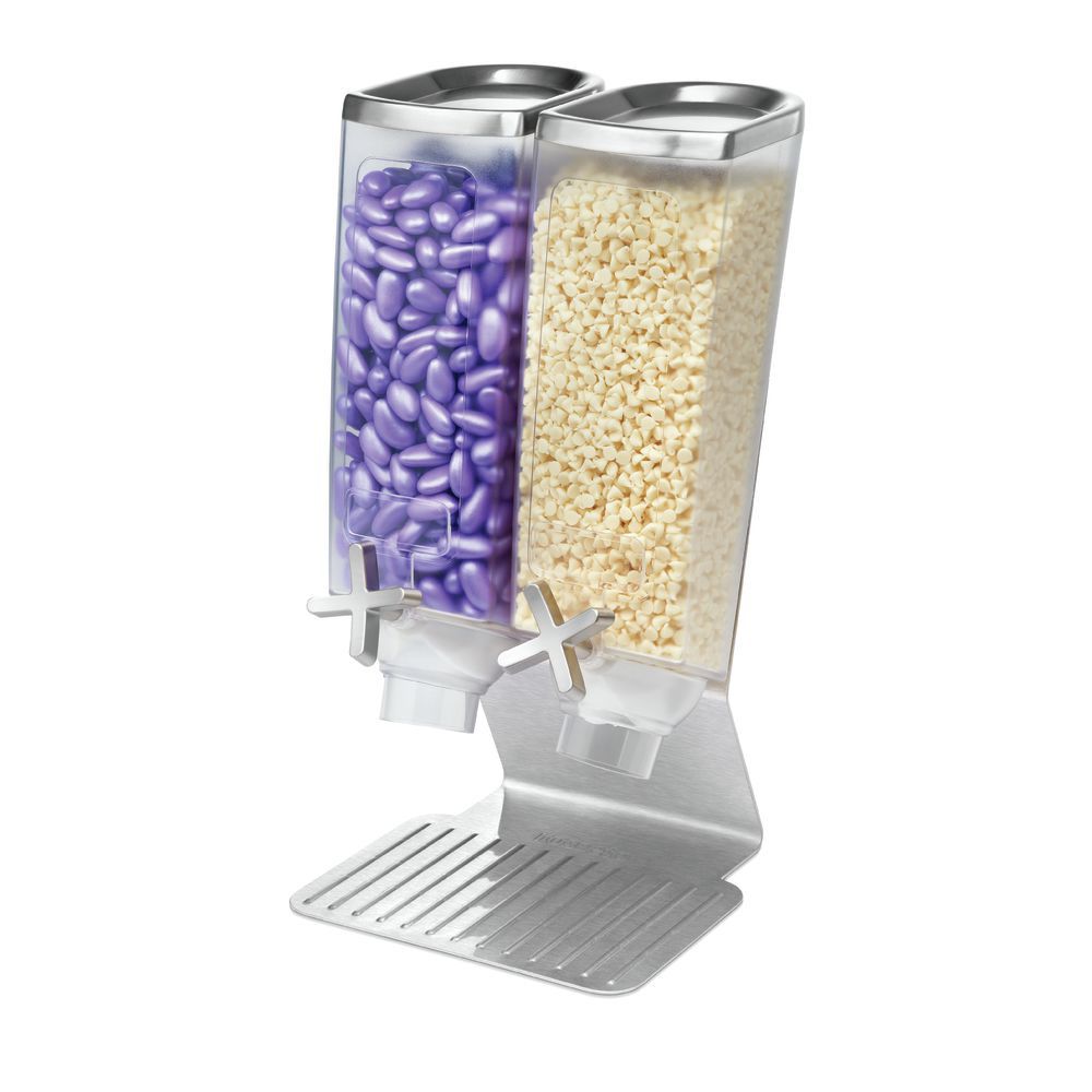 HUBERT® 2 Container Cereal Dispenser with Stand - 9 3/16"L x 8 1/8"W x ...