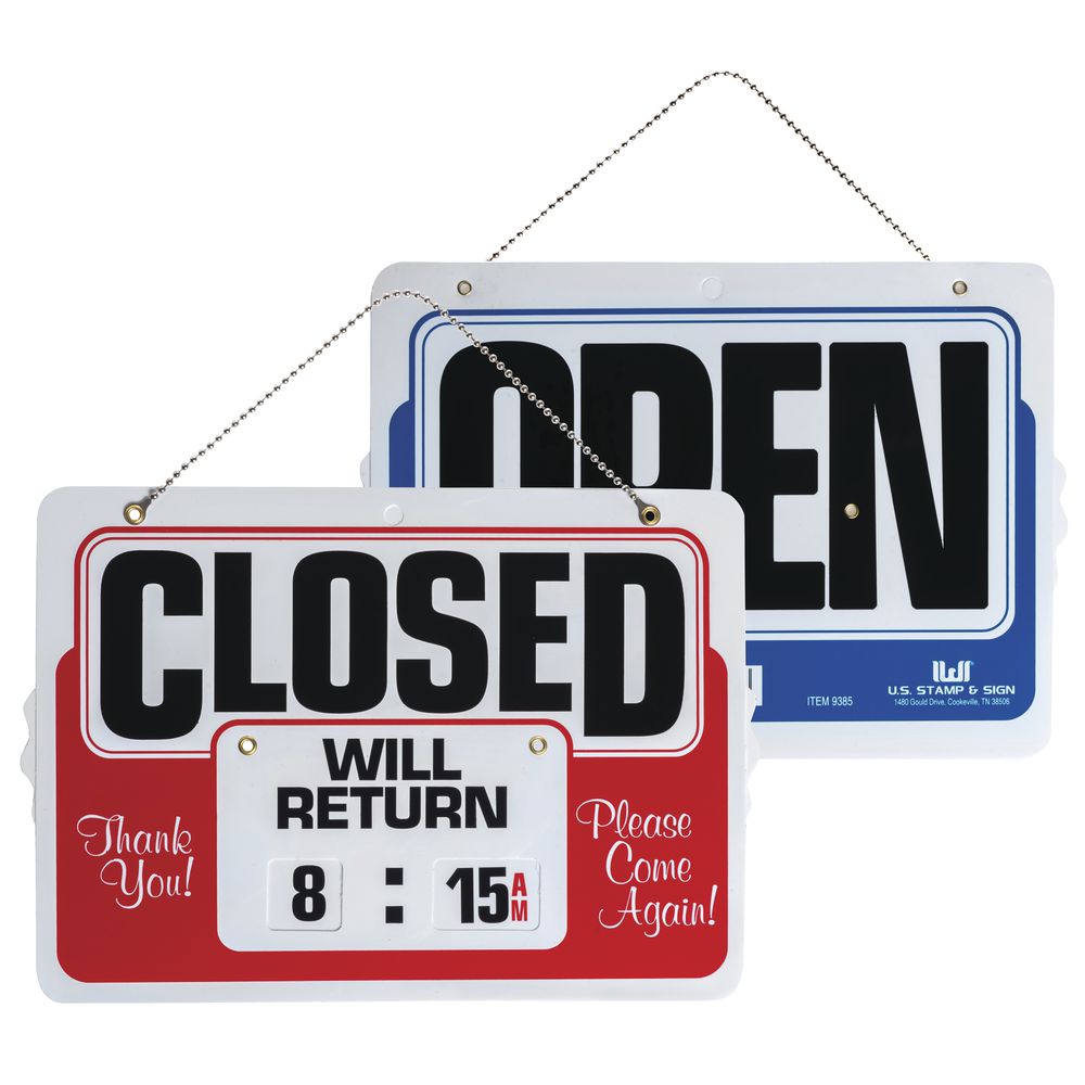 Open Closed Sign w/ Time of Return Dial