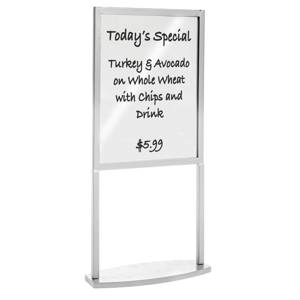 HUBERT® Silver Metal Countertop Sign Frame - 9"L x 4"W x 18 3/4"H