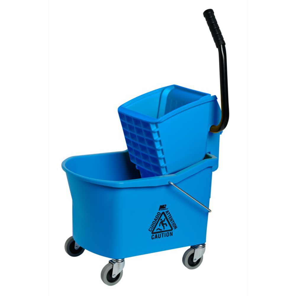 M2 Professional 32 qt Grizzly Mop Bucket with Side Press Wringer - Blue