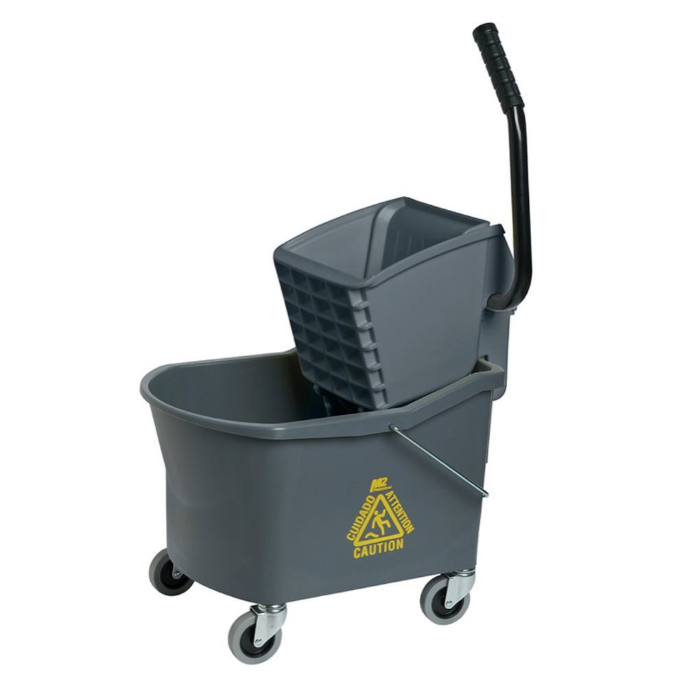 M2 Professional 32 qt Grizzly Mop Bucket with Side Press Wringer - Gray