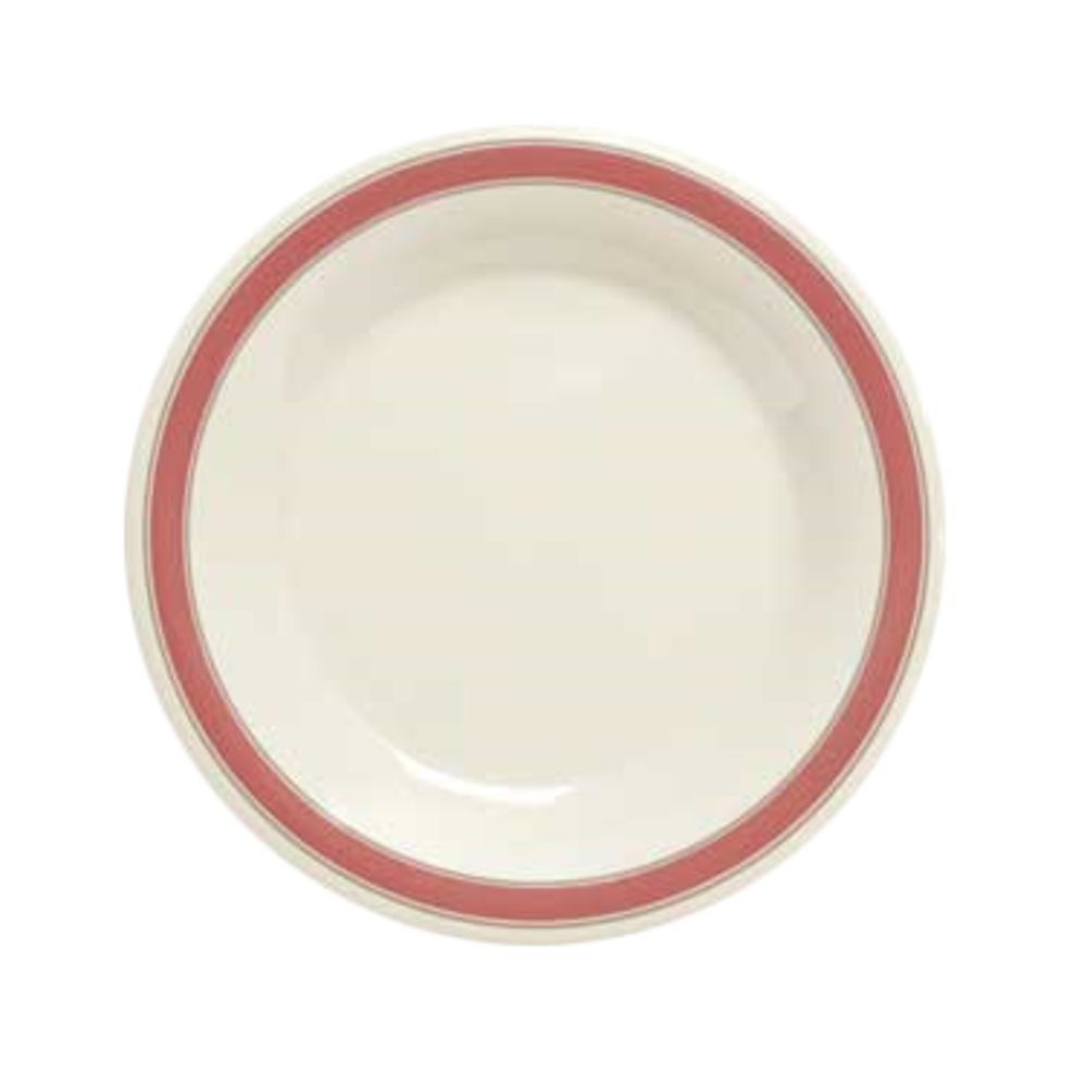 G.E.T. White W/Pink Rim Melamine Diamond Oxford Plate - 7.5" - 4 Dozen