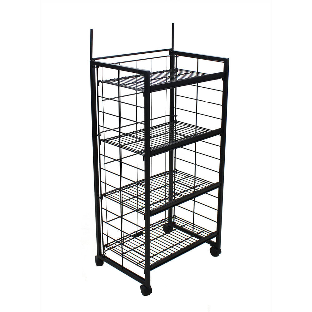 Mobile Merchandisers 4-Shelf fold-up rack w/top sign (black)