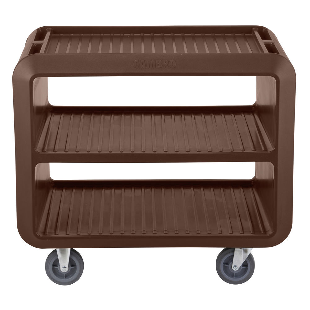 Cambro Standard Service Cart, Brown, 2 rigid casters, 2 swivel with brake