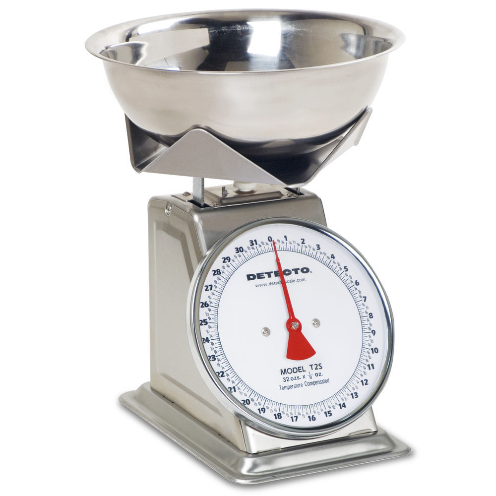 DETECTO Top Loading Fixed Dial Scale, 25 Lb Capacity, Stainless Steel Bowl