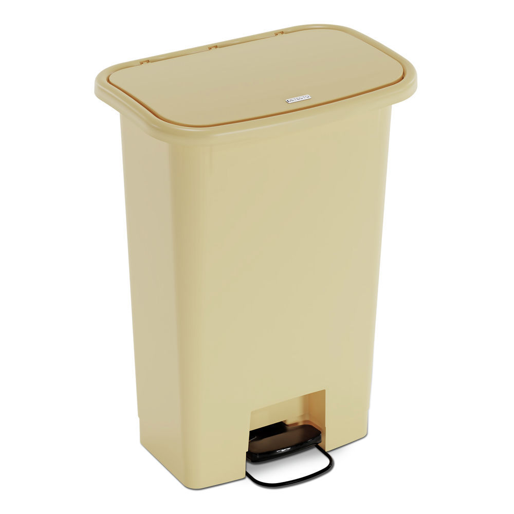 DETECTO Waste Mate Plastic Trash Receptacle, 18 Gal Beige