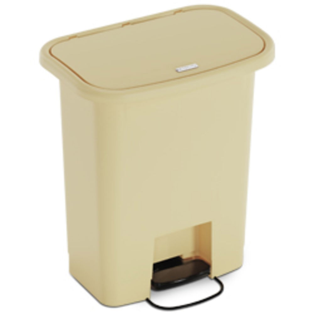 DETECTO Waste Mate Plastic Trash Receptacle, 8 Gal Beige