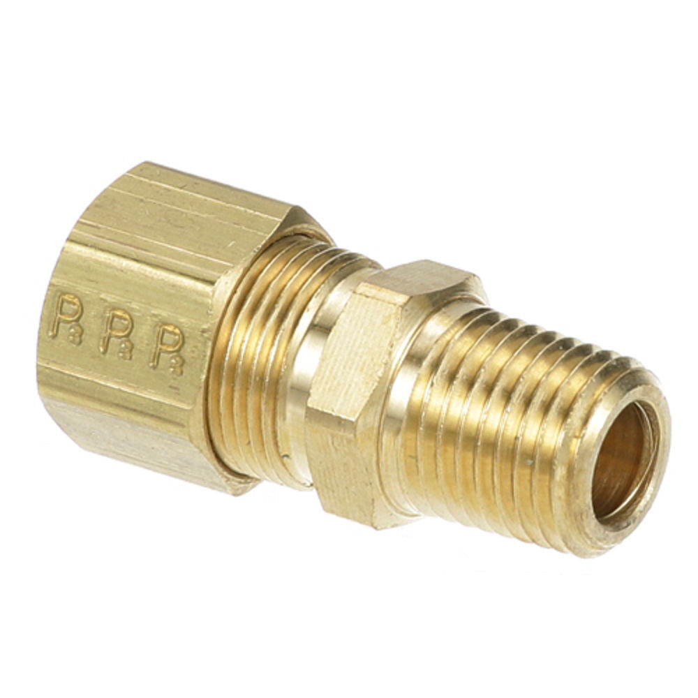 Allpoints BRASS MALE CONNECTOR, 1/4" MPT X 7/16" CCT NUT & FERRULE ...