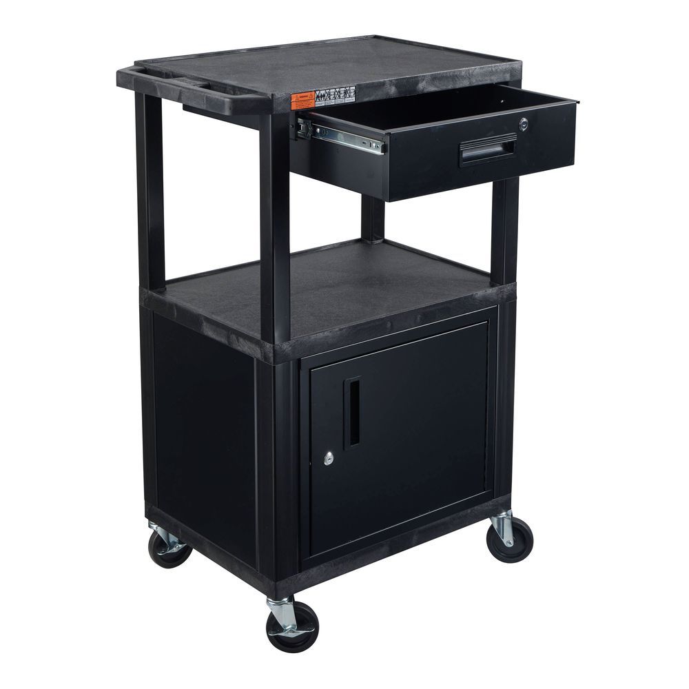 Luxor File Cart with Locking Cabinet and Storage Bins