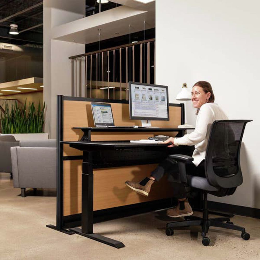 Luxor Studio Modular Wall Room Divider, 70" x 48", Black Frame