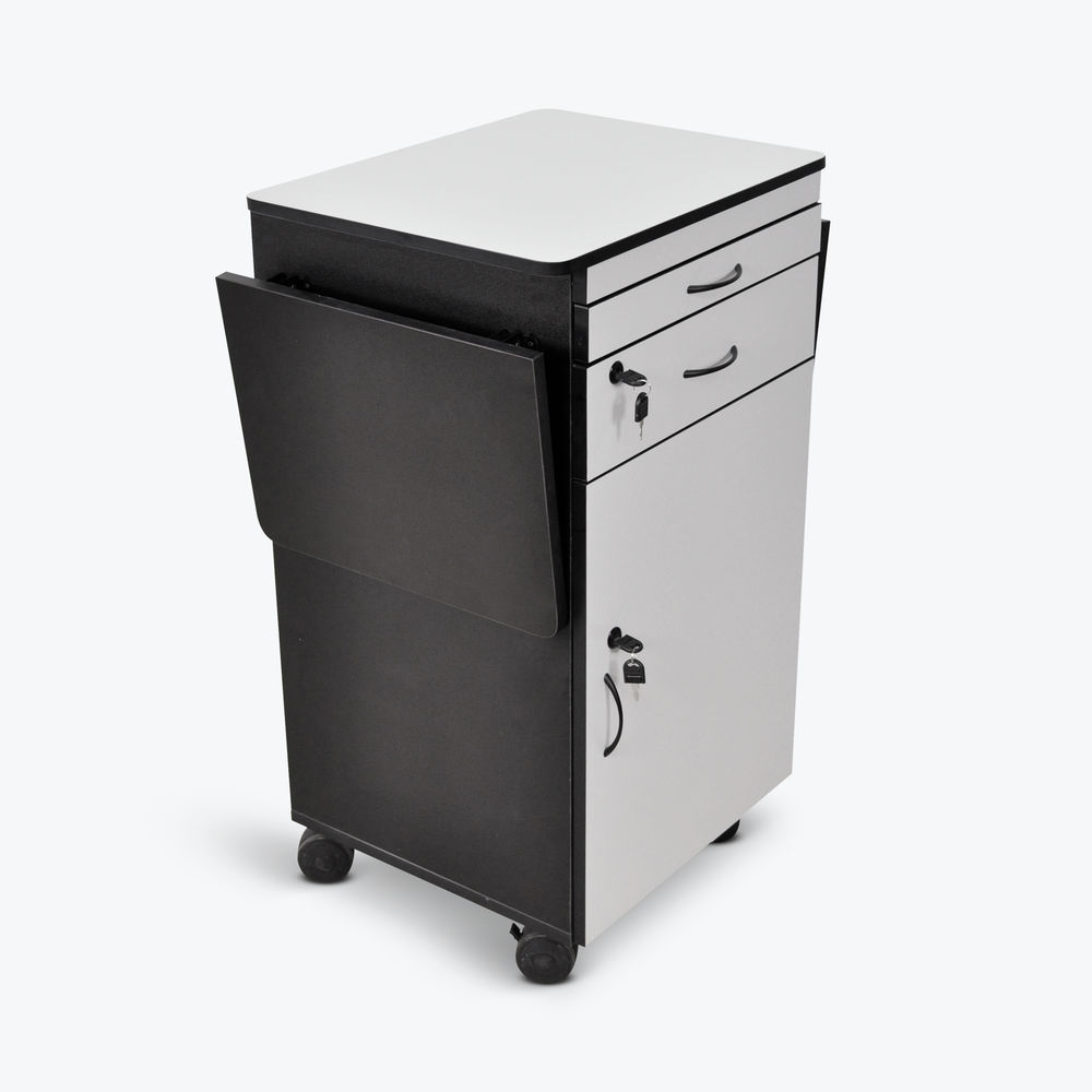 Luxor 38" Mobile AV Presentation Station Cart with Locking Cabinet Black
