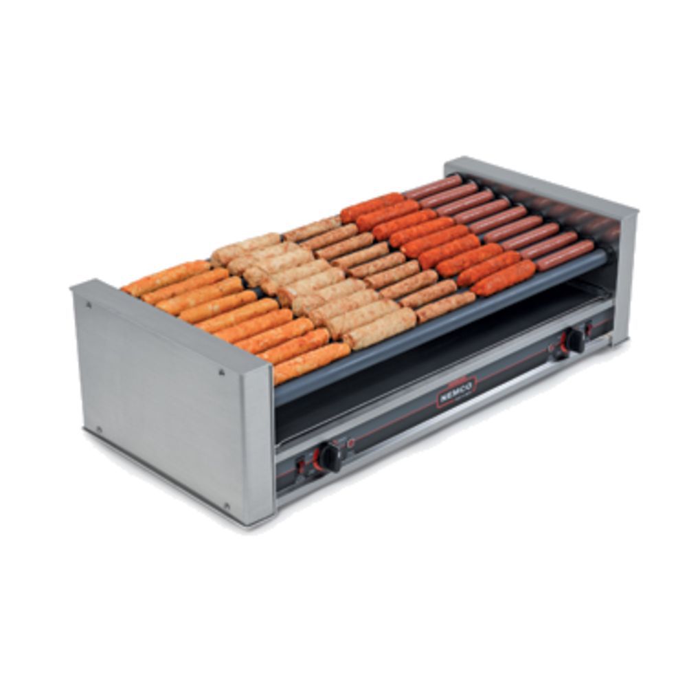 Nemco Roll-A-Grill Hot Dog Grill-(10) chrome rollers