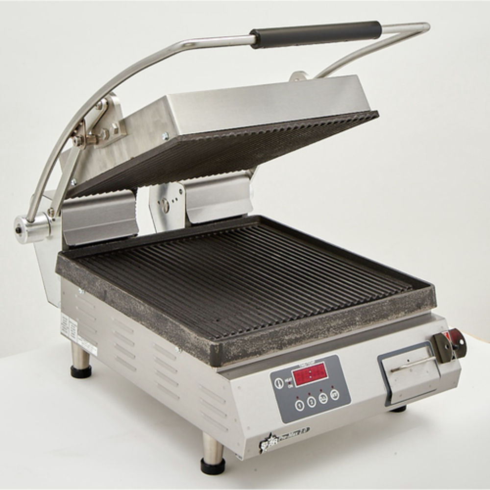 Star 14" PANINI,CAST IRON,GROOVED,ELEC, 120V