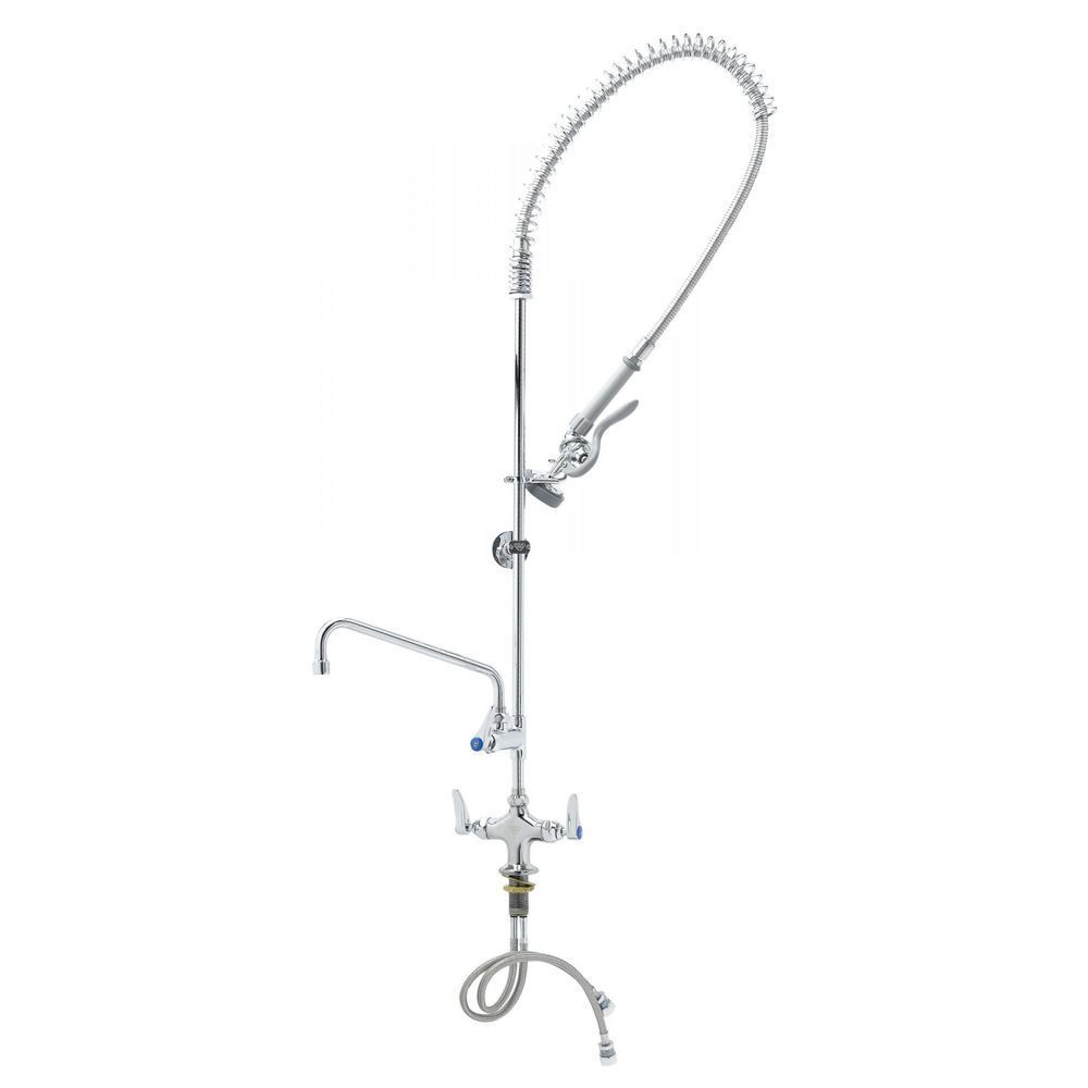 T&S Brass EasyInstall Pre-Rinse, Spring Action, 8" Wall Mount Base, 10 ...
