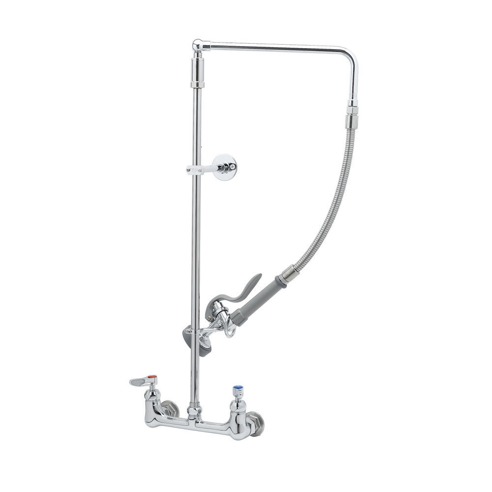 T&S Brass Pre-Rinse, Overhead Swivel Arm, Wall Mount Base, 8" Centers ...