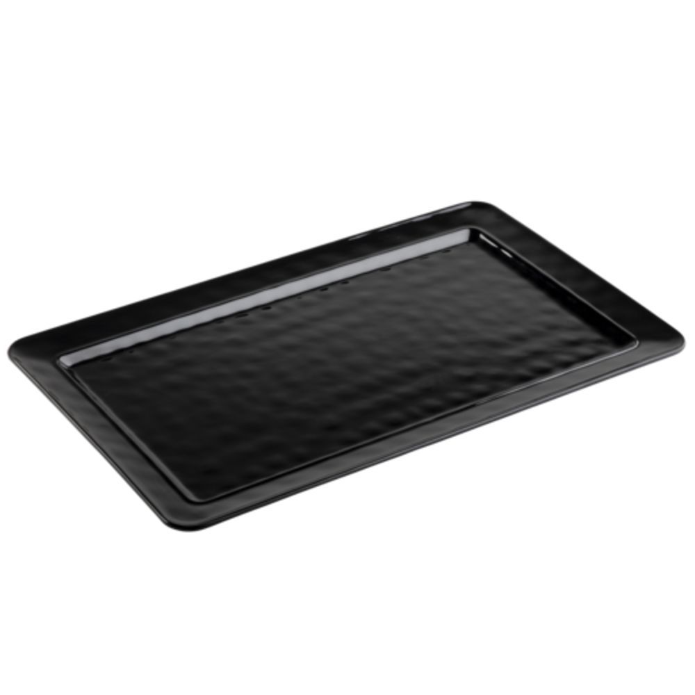 Tablecraft Ridge Collection Rectangular Serving Platter Black 21"x13"x1" ,Melamine