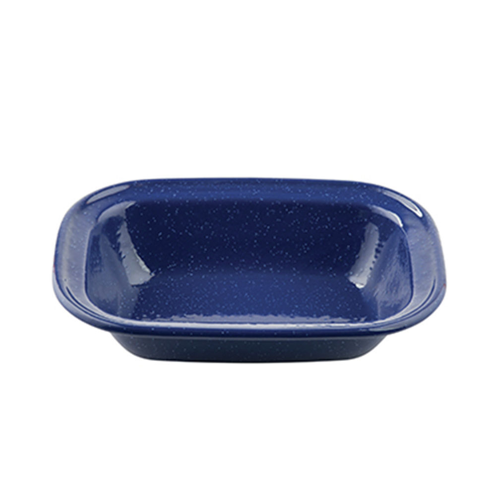 Tablecraft Enamel Serving Pan, Blue with White Speckle, 9.25 x 7 x 2"