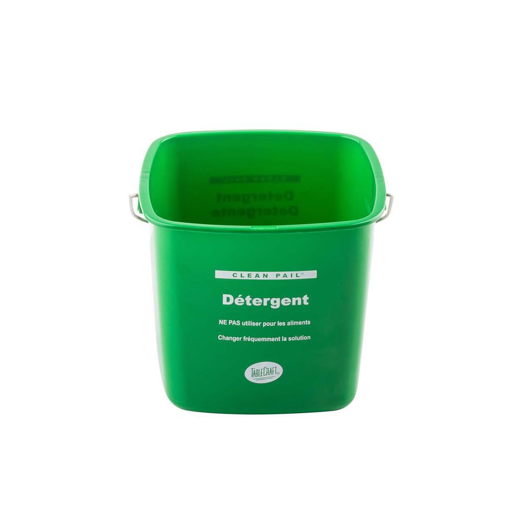 Tablecraft Clean Pail Square Cleaning Pail 3 QT - Quarts Green 7"x6.25"x5.75", Polyethylene ...