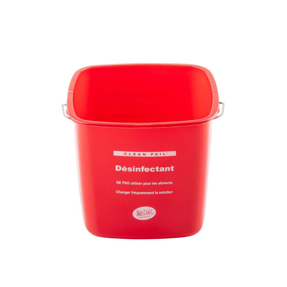 Tablecraft Clean Pail Square Cleaning Pail 3 QT - Quarts Red 7"x6.25"x5.75", Polyethylene (High ...