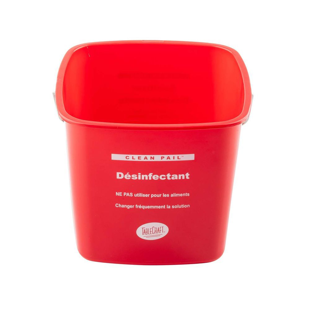 Tablecraft Clean Pail Square Cleaning Pail 6 QT - Quarts Red 8.75"x8.25"x7.375", Polyethylene ...