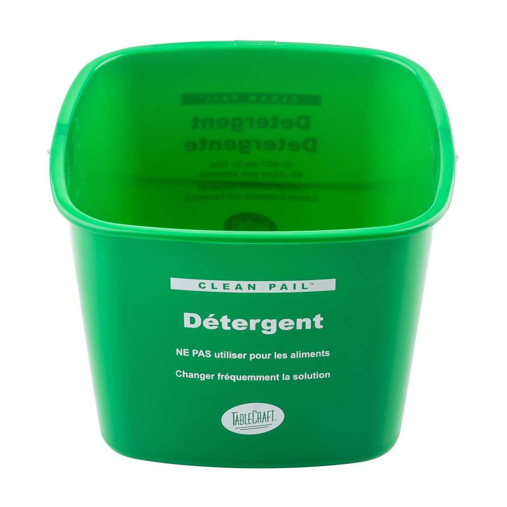 Tablecraft Clean Pail Square Cleaning Pail 8 QT - Quarts Green 10.25"x9.5"x7.375", Polyethylene ...
