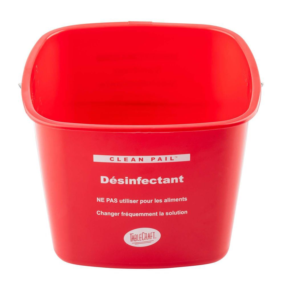 Tablecraft Clean Pail Square Cleaning Pail 8 QT - Quarts Red 10.25"x9.5 ...