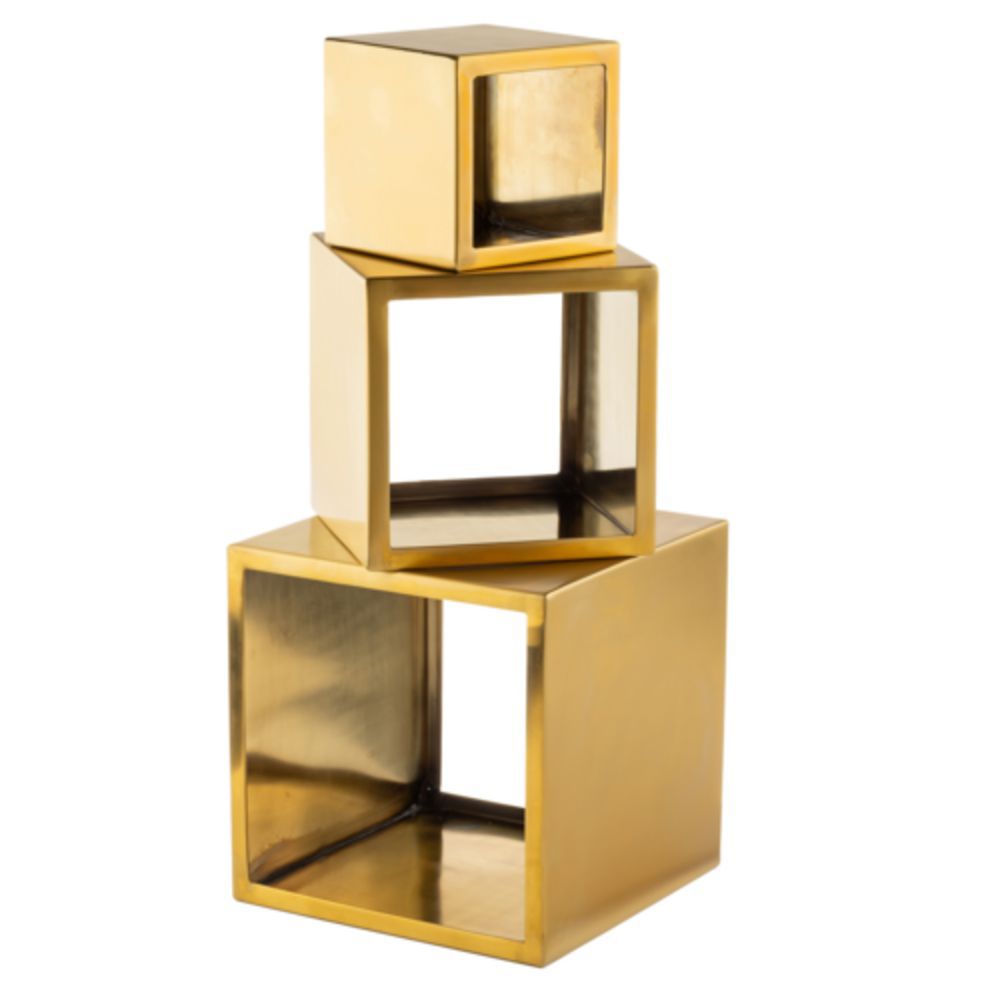 Tablecraft Barclay Square Riser Set Gold 9"x9"x9" ,Stainless Steel (14 ...