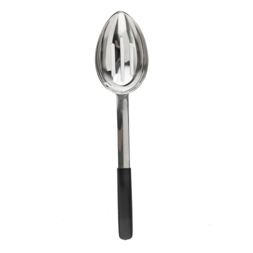 Tablecraft Anti Microbial Slotted Spoon, 4 oz., Black Vinyl Coated ...