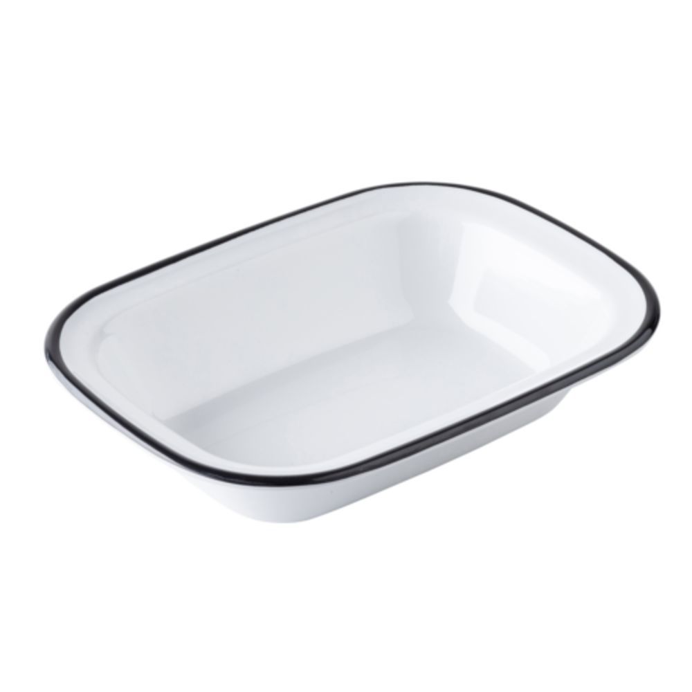 Tablecraft Rectangular Serving Pan 30 OZ - Ounces White/Black 9.5"x7"x2 ...