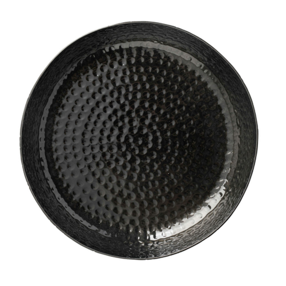 Tablecraft Round Platter, 8.5", Crackle Pattern, Black Powder Coated Finish
