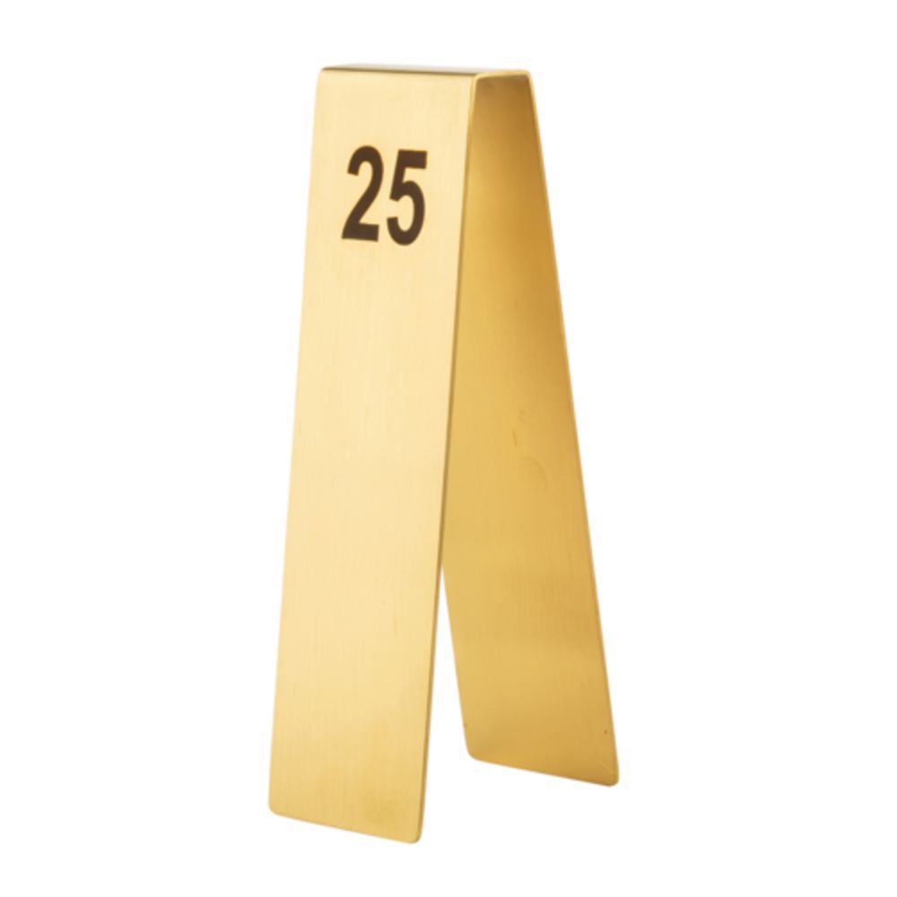Tablecraft Number Tents, 1-25 Gold 2"x2.75"x6.75" ,Stainless Steel (PVD ...