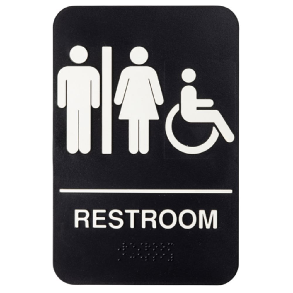 Tablecraft Gender Neutral, Handicap Accessible Sign, Plastic, White on ...
