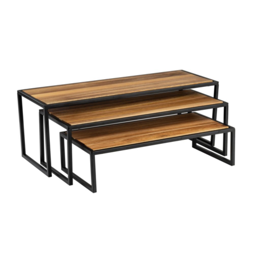 Tablecraft Rectangular Risers 22"x8"x8", Combo: Wood (Acacia) & Powder ...