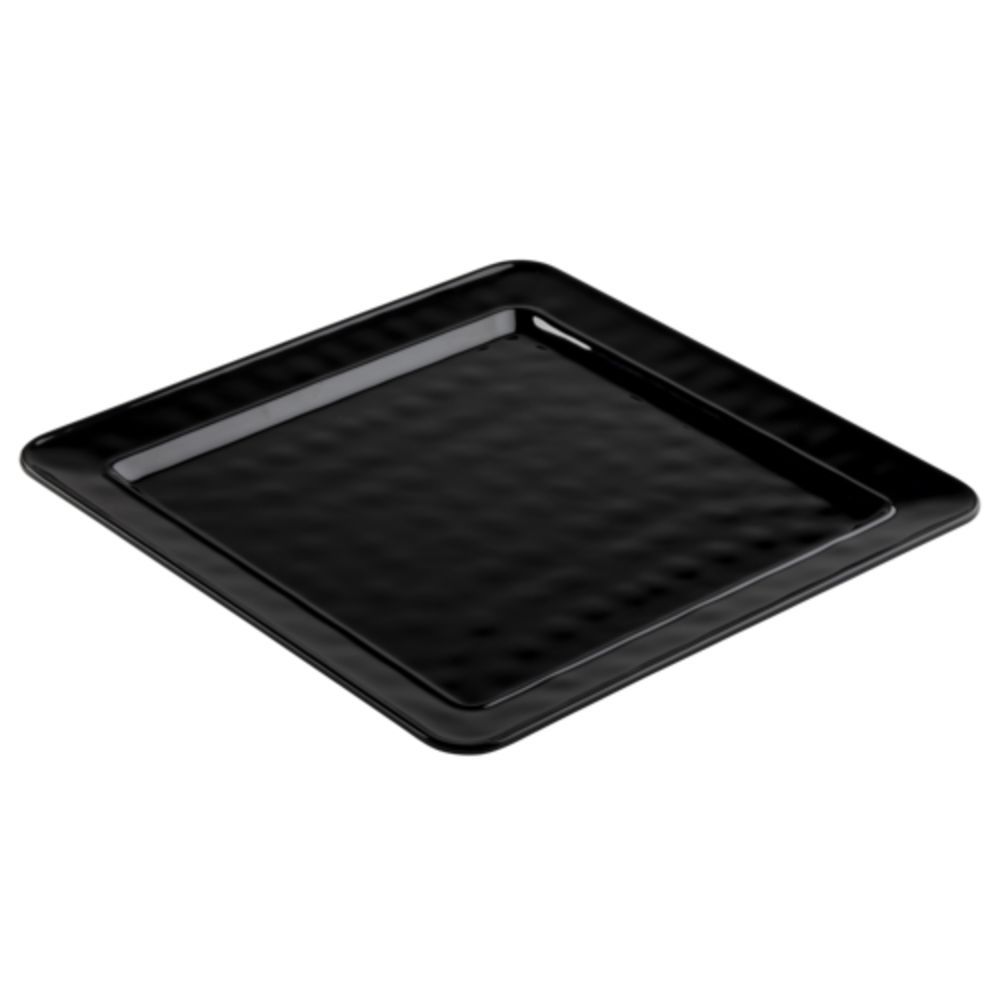 Tablecraft Ridge Collection Square Serving Platter Black 14"x14"x1" ,Melamine