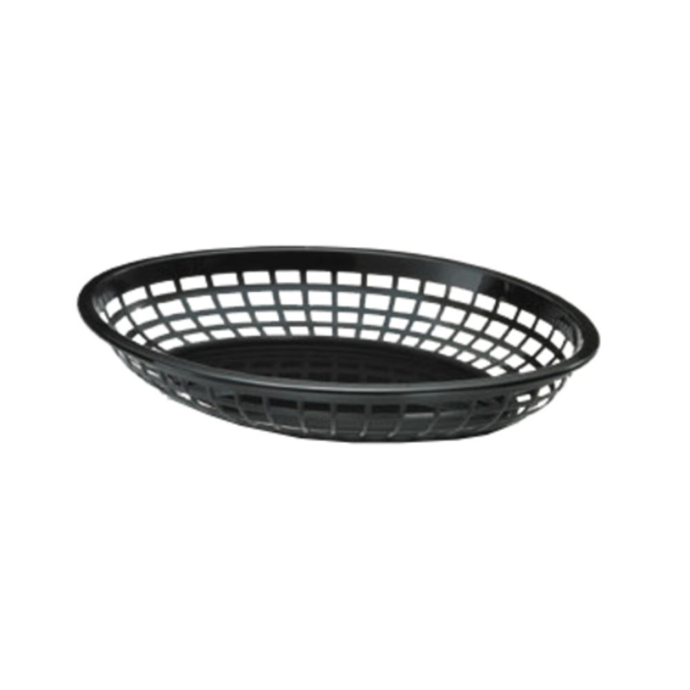 Tablecraft Jumbo Oval Plastic Basket, Black, 11.75 x 8.875 x 1.875 ...
