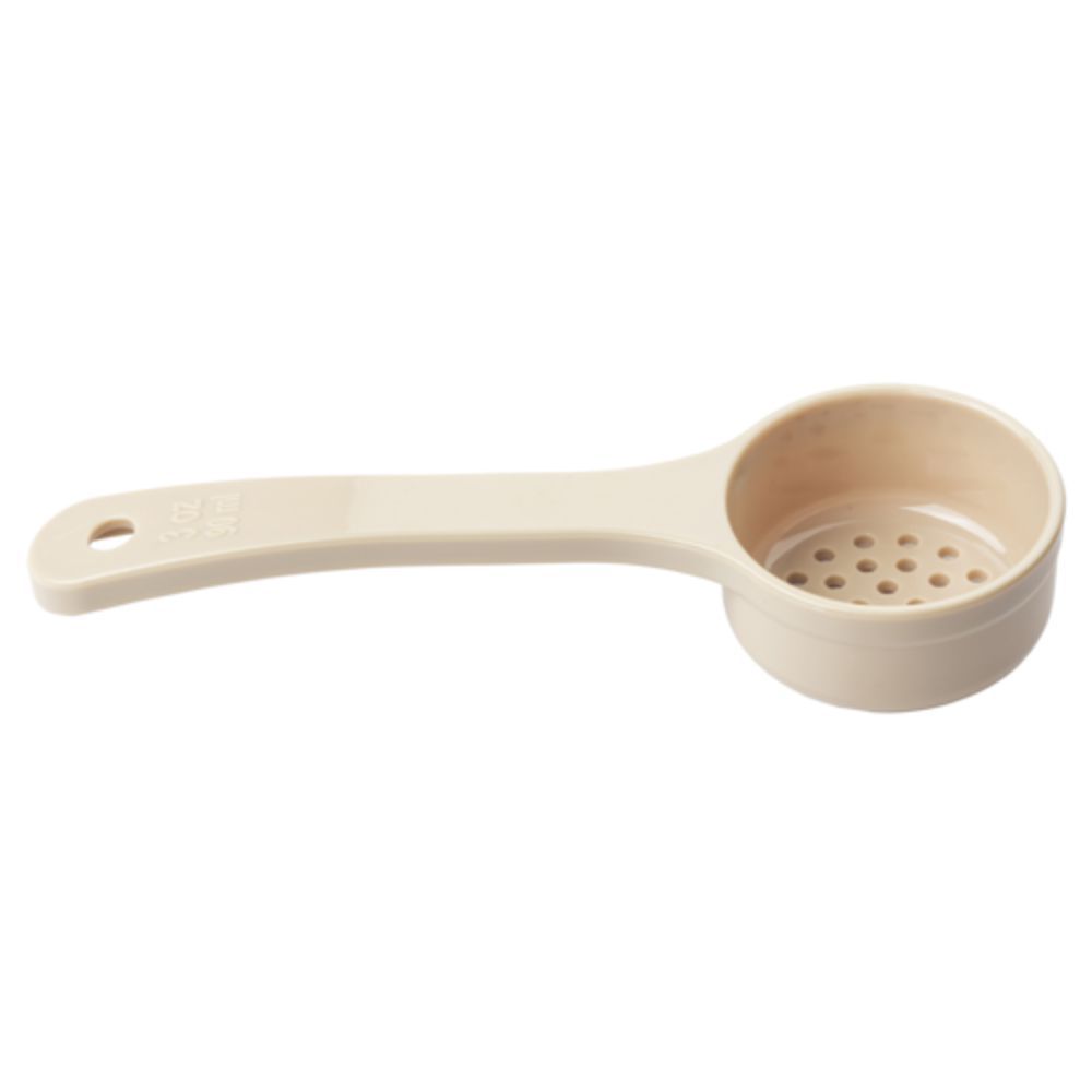 Tablecraft 6 oz Short Handle Perforated Portioning Spoon