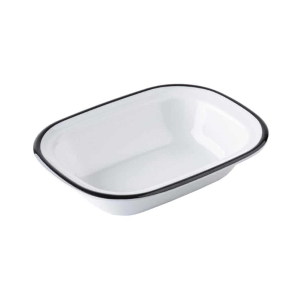 Tablecraft Rectangular Serving Pan 18 OZ - Ounces White/Black 7.75"x5 ...