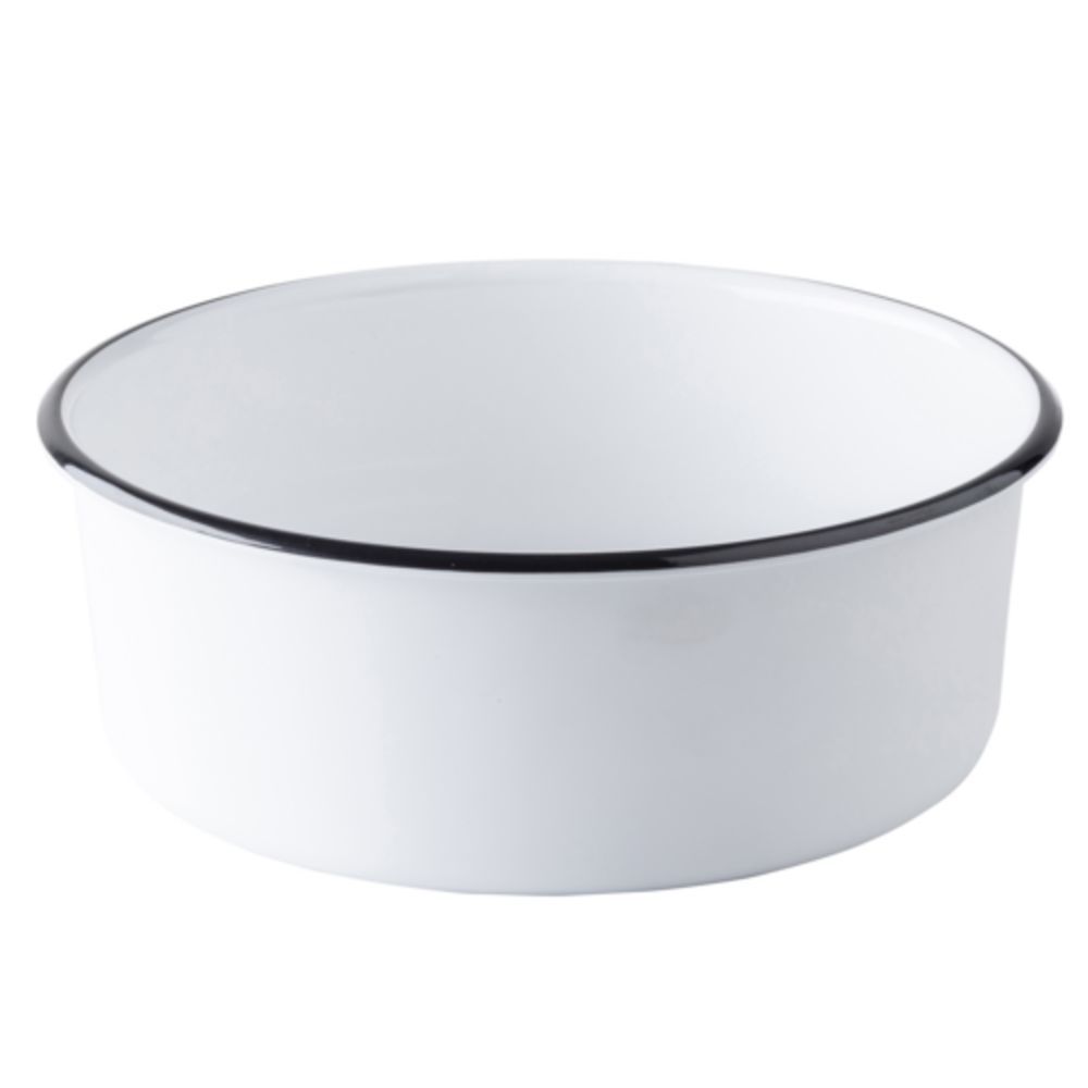 Tablecraft Round Serving Bowl 4.25 QT - Quarts White/Black 10.125"x10 ...