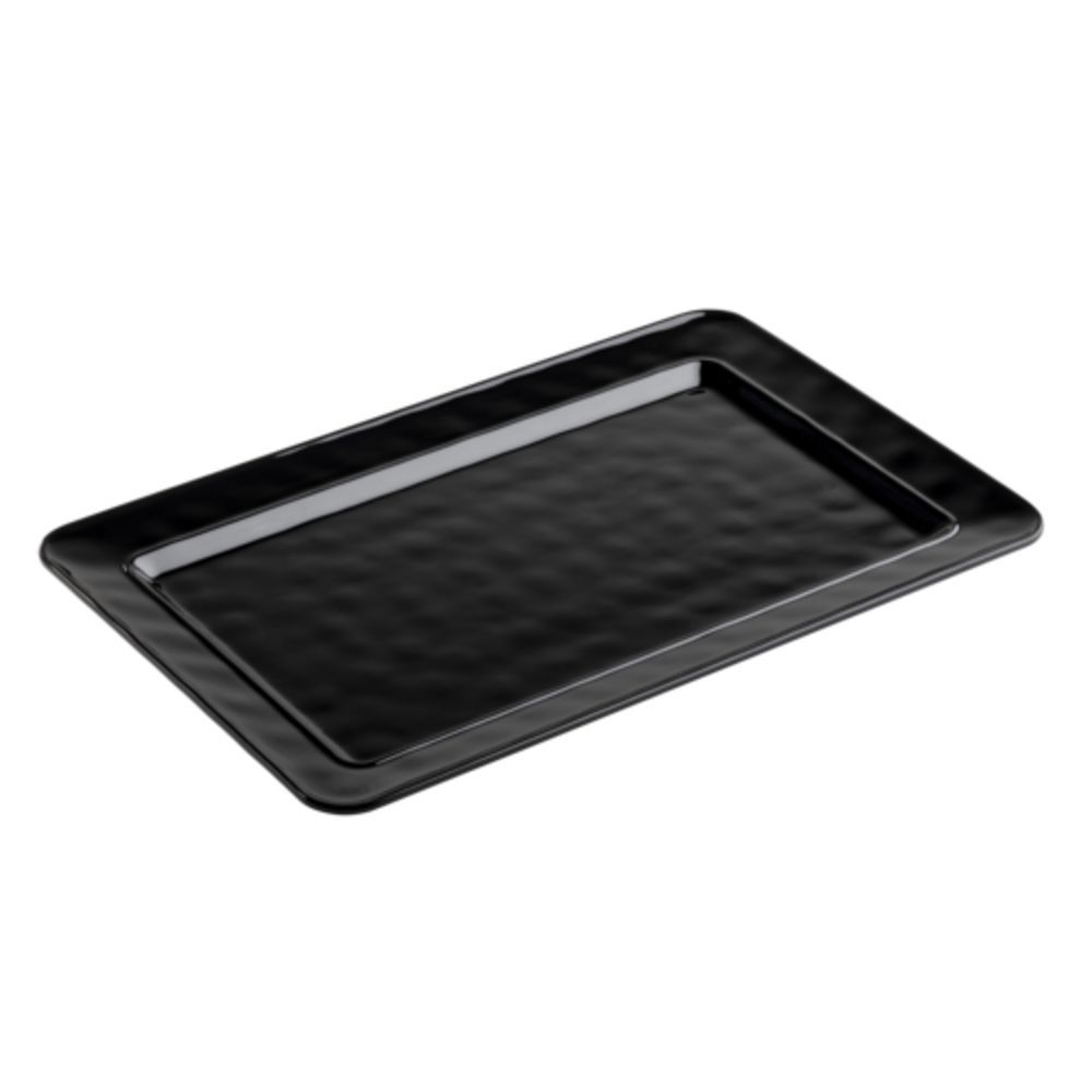 Tablecraft Ridge Collection Rectangular Serving Platter Black 17"x11"x1" ,Melamine