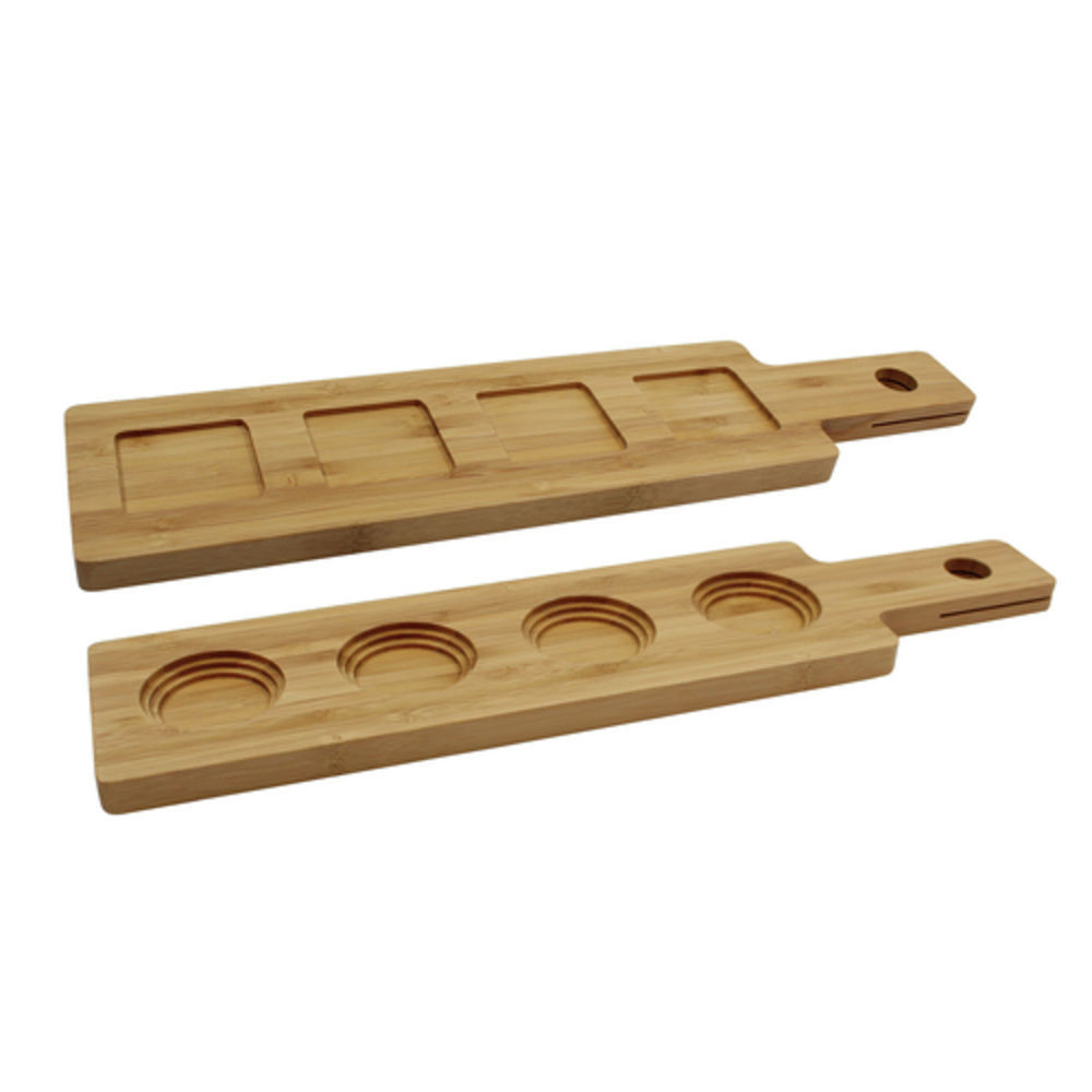 Tablecraft Reversible Wood Paddle Flight, Bamboo, Holds 4 Glasses (Up ...
