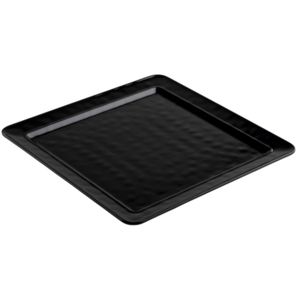 Tablecraft Ridge Collection Square Serving Platter Black 16"x16"x1" ,Melamine