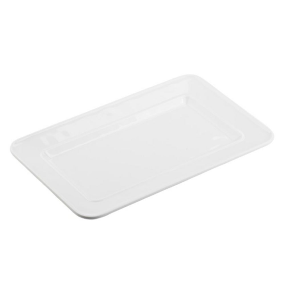 Tablecraft Ridge Collection Rectangular Serving Platter White 13"x8"x1" ,Melamine