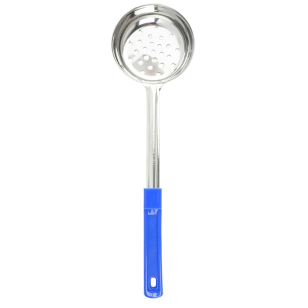 Tablecraft 8 ounce One-Piece Perforated Spoonouts, Blue Handle