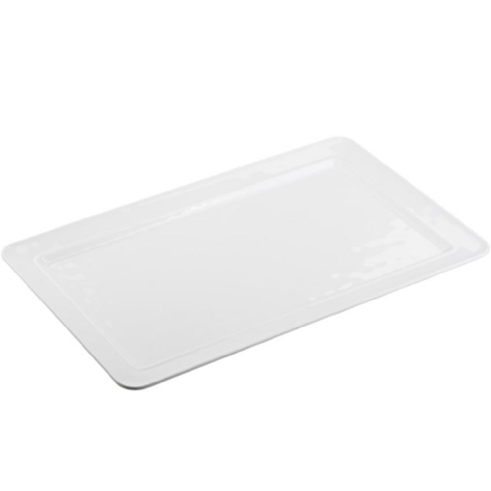 Tablecraft Ridge Collection Rectangular Serving Platter White 21"x13"x1" ,Melamine