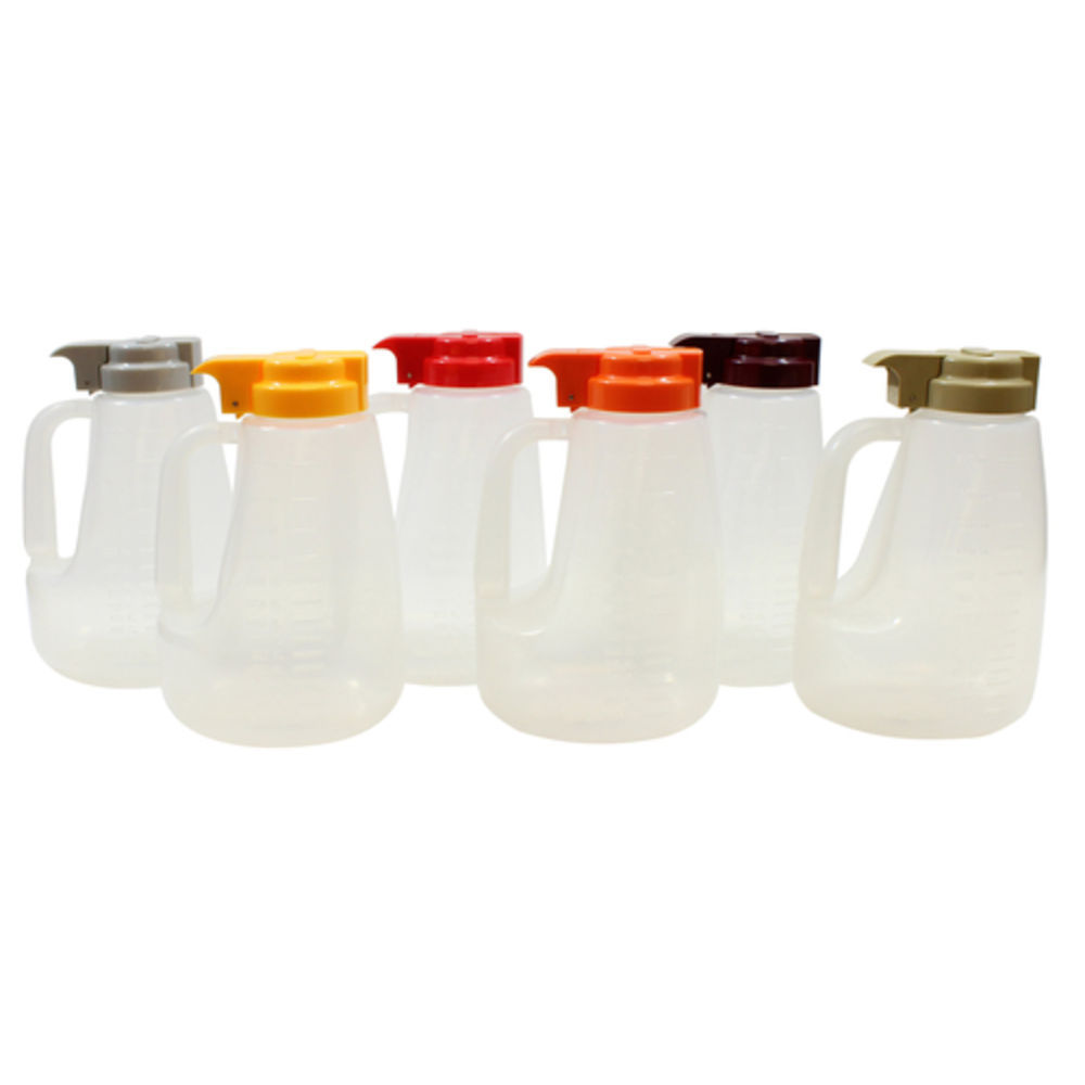 Tablecraft 64 oz Option Dispenser, Clarified PP, Assorted ABS Tops - 6 ...