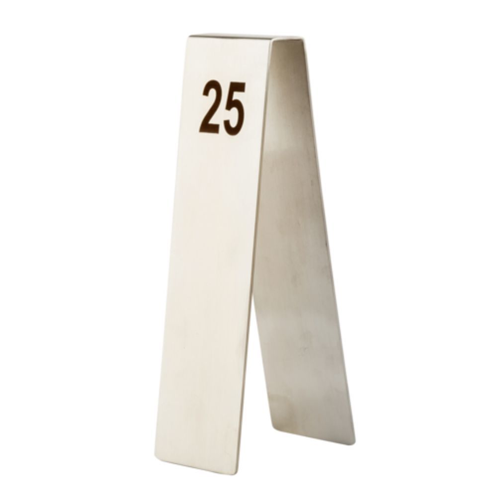 Tablecraft Number Tents, 1-25 Silver 2"x2.75"x6.75" ,Stainless Steel ...